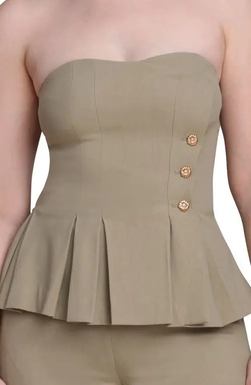 Avec Les Filles Strapless Pleated Peplum Top