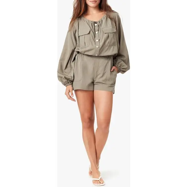 Habitual Long Sleeve Utility Romper - Vetiver