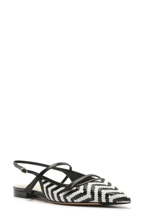 ALEXANDRE BIRMAN Tita Raffia Pointed Toe Slingback Flat - Black
