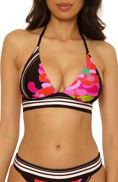 Trina Turk Bougainvillea Halter Bikini Top - Black Multi