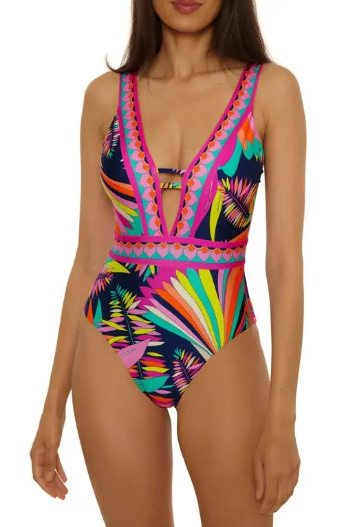 Trina Turk Paralia Plunge One-piece Swimsuit - Black Multi