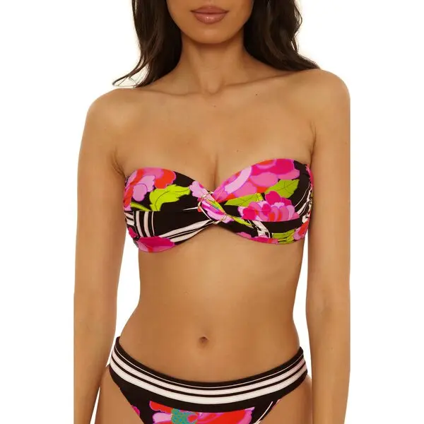 Trina Turk Bougainvillea Bandeau Bikini Top - Black Multi