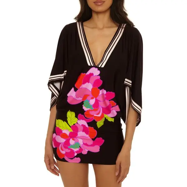 Trina Turk Bougainvillea Cover-up Dress - Black Multi