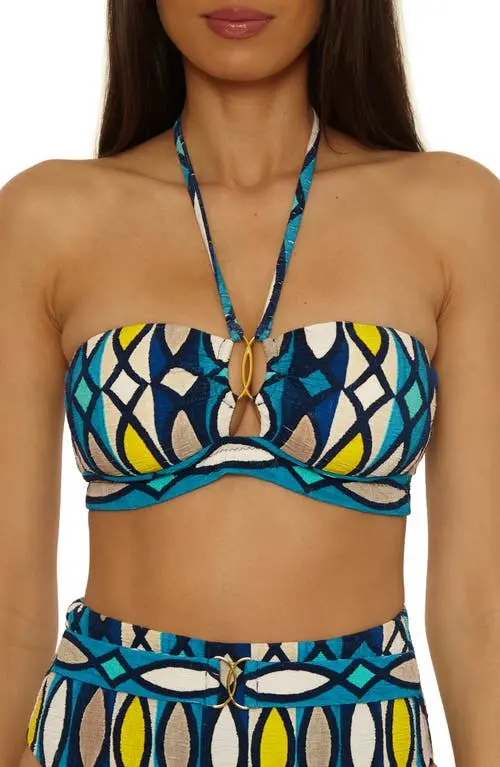 Trina Turk Paros Belted High-waist Bikini Bottoms - Blue Multi