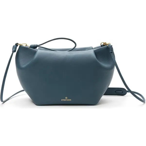 LA PORTEGNA Leather Clutch With Shoulder Strap - Blue