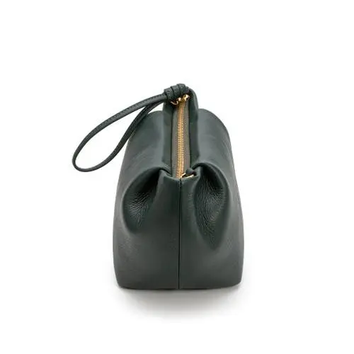 LA PORTEGNA Martita Small Leather Clutch Bag - Forest