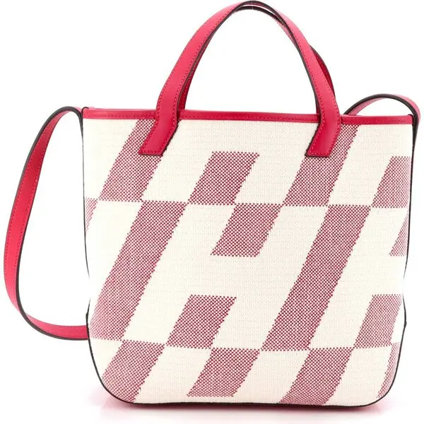 Hermès Cabas H En Biais Tote Canvas With Leather 27 - Framboise