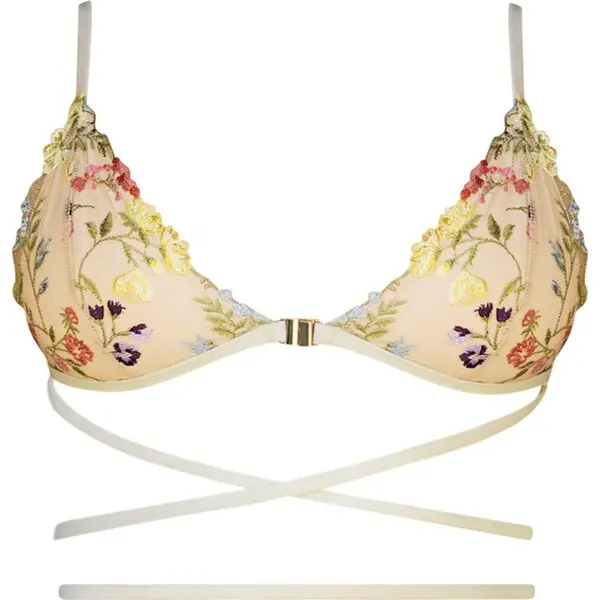 IVY SWIMWEAR Azalea Embroidered Bikini Top - Yellow