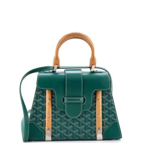 Goyard Saigon Top Handle Bag Coated Canvas With Leather Pm - Green