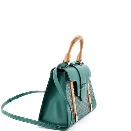 Goyard Saigon Top Handle Bag Coated Canvas With Leather Pm - Green