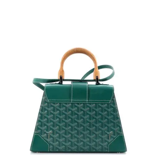 Goyard Saigon Top Handle Bag Coated Canvas With Leather Pm - Green