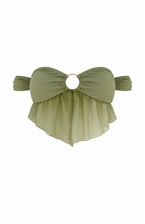 IVY SWIMWEAR Camilla Bikini Top With Gold Hoop Detail - Green