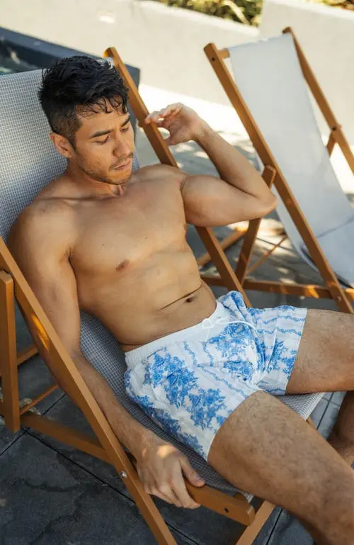 IVY SWIMWEAR Printed Swim Trunks - Blue