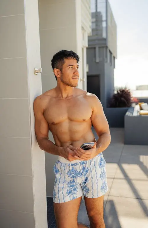 IVY SWIMWEAR Printed Swim Trunks - Blue
