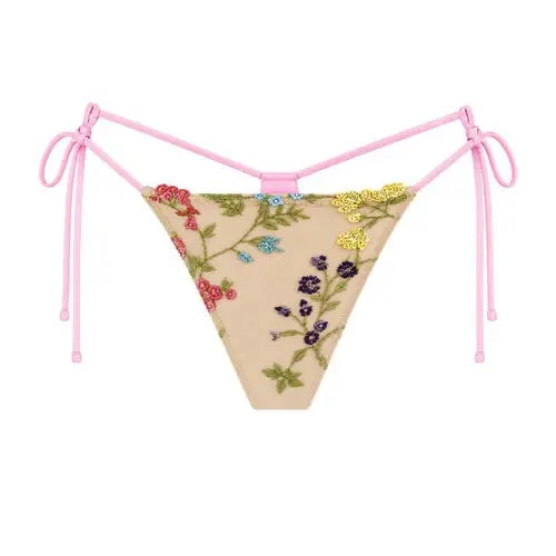 IVY SWIMWEAR Aster Embroidered Bikini Bottom - Pink