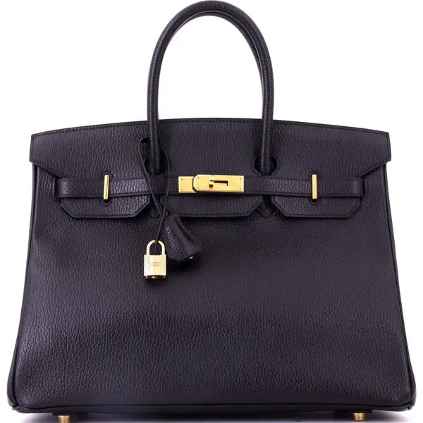 HERMES Birkin Handbag Black Ardennes With Gold Hardware 35 - Noir