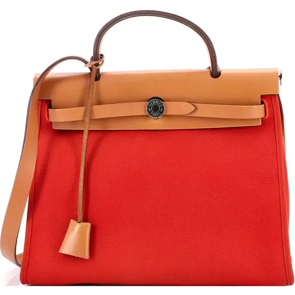 Hermès Herbag Zip Leather And Toile 31 - Red