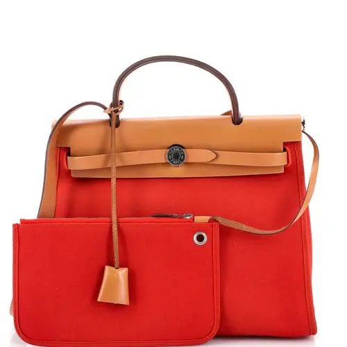 Hermès Herbag Zip Leather And Toile 31 - Red
