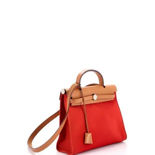 Hermès Herbag Zip Leather And Toile 31 - Red
