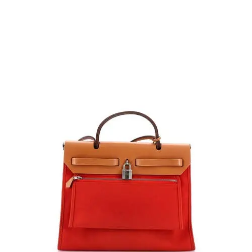 Hermès Herbag Zip Leather And Toile 31 - Red
