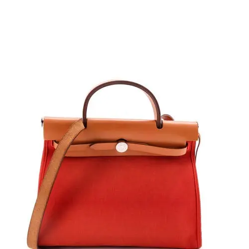 Hermès Herbag Zip Leather And Toile 31 - Red