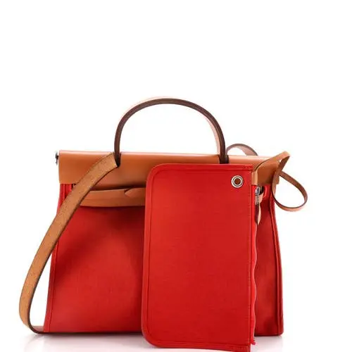 Hermès Herbag Zip Leather And Toile 31 - Red