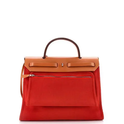 Hermès Herbag Zip Leather And Toile 31 - Red