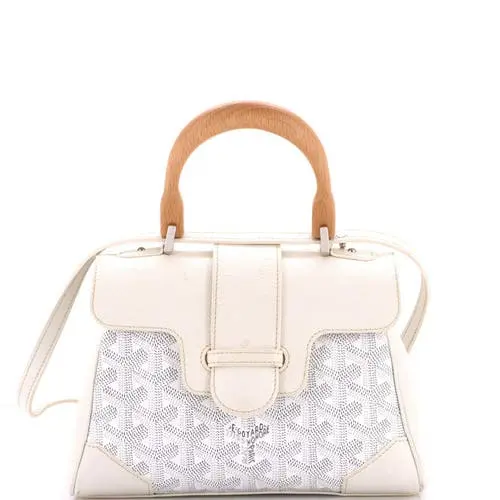 Goyard Saigon Top Handle Bag Coated Canvas With Leather Mini - White