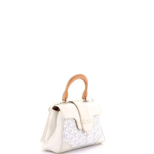 Goyard Saigon Top Handle Bag Coated Canvas With Leather Mini - White