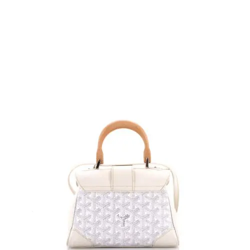 Goyard Saigon Top Handle Bag Coated Canvas With Leather Mini - White