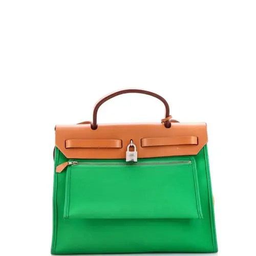 Hermès Herbag Zip Leather And Toile 31