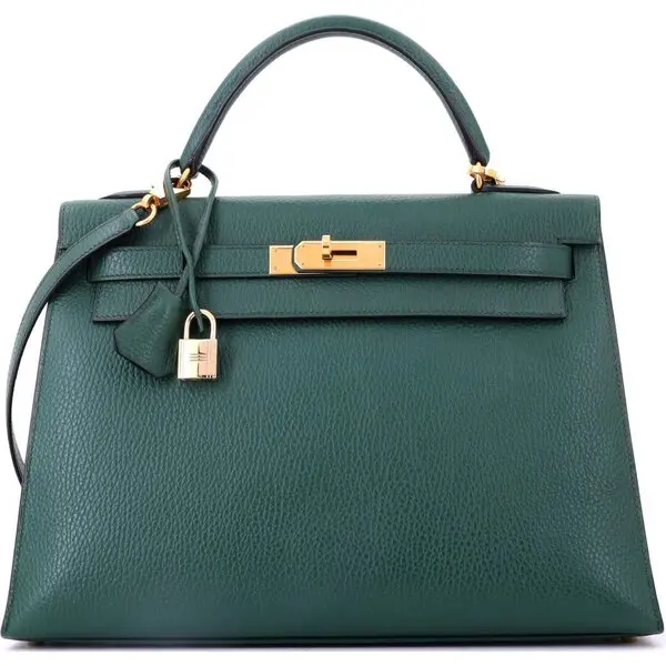 Hermès Kelly Handbag Green Ardennes 32