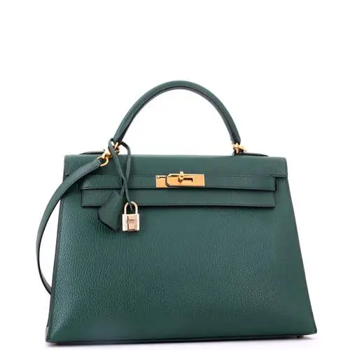Hermès Kelly Handbag Green Ardennes 32