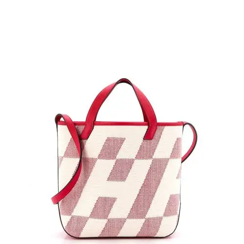 Hermès Cabas H En Biais Tote Canvas With Leather 27 - Pink