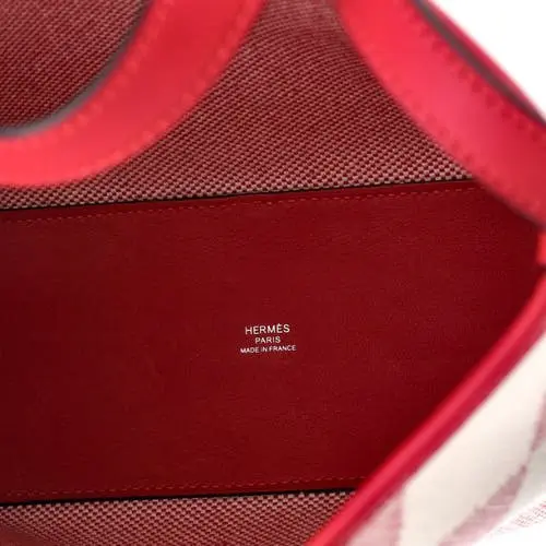 Hermès Cabas H En Biais Tote Canvas With Leather 27 - Pink