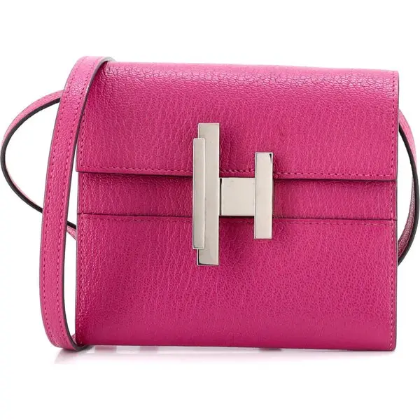 Hermès Cinhetic To Go Wallet Chevre Mysore Mini - Rose Pourpre