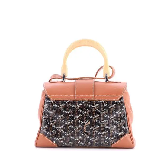 Goyard Saigon Top Handle Bag Coated Canvas With Leather Mini - Brown