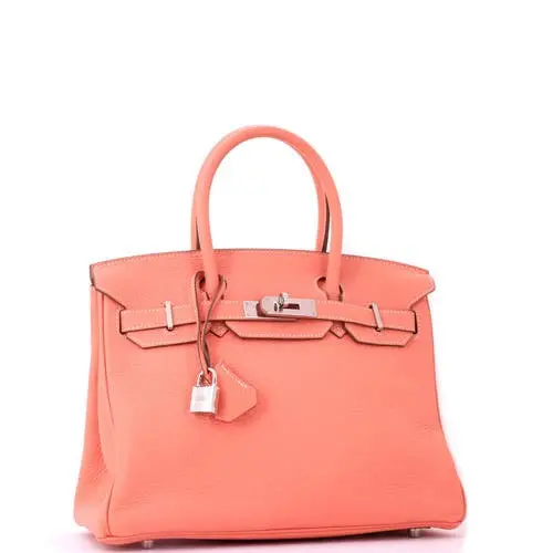 Hermès Birkin Handbag Pink Clemence With Palladium Hardware 30 - Orange