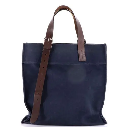 Hermès Etriviere Shopping Tote Toile And Leather - Blue