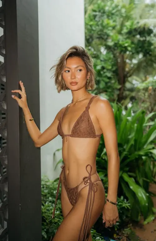 IVY SWIMWEAR Amara Textured Bikini Top With Knotted Straps