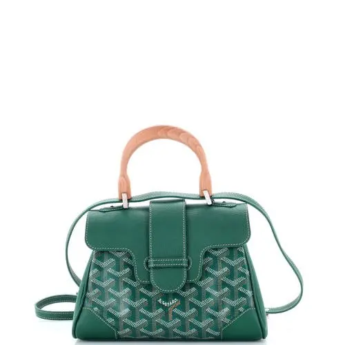 Goyard Saigon Top Handle Bag Coated Canvas With Leather Mini - Green
