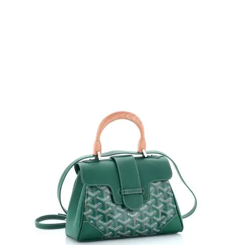 Goyard Saigon Top Handle Bag Coated Canvas With Leather Mini - Green