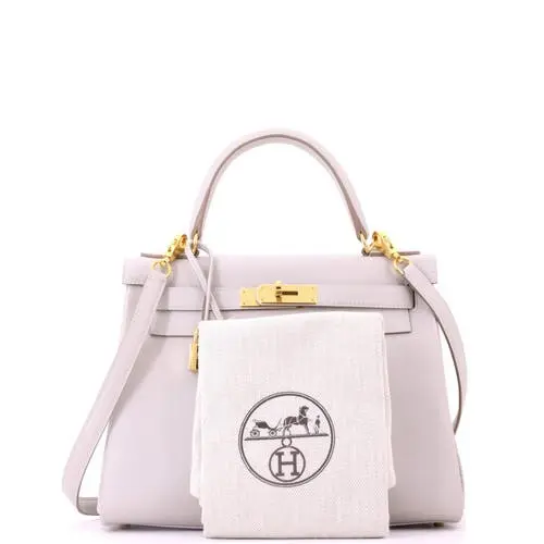 Hermès Kelly Handbag Evercolor 28 With Gold Hardware - Gris Perle