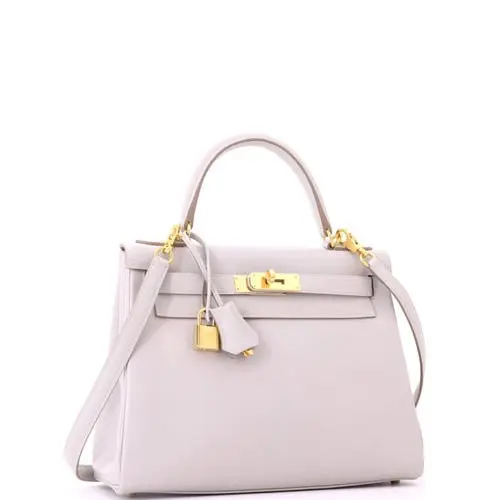 Hermès Kelly Handbag Evercolor 28 With Gold Hardware - Gris Perle
