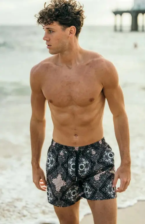 IVY SWIMWEAR Printed Swim Shorts - Black