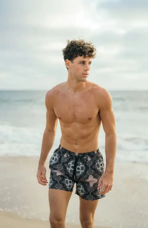 IVY SWIMWEAR Printed Swim Shorts - Black