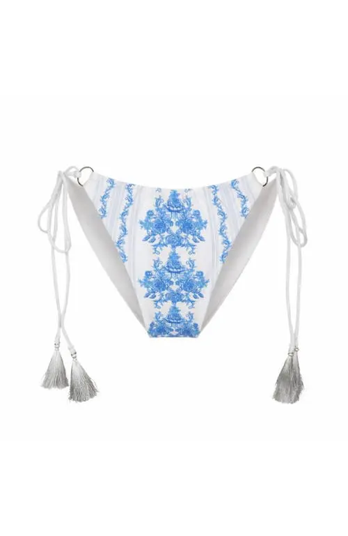 IVY SWIMWEAR Printed String Bikini Bottom - Blue