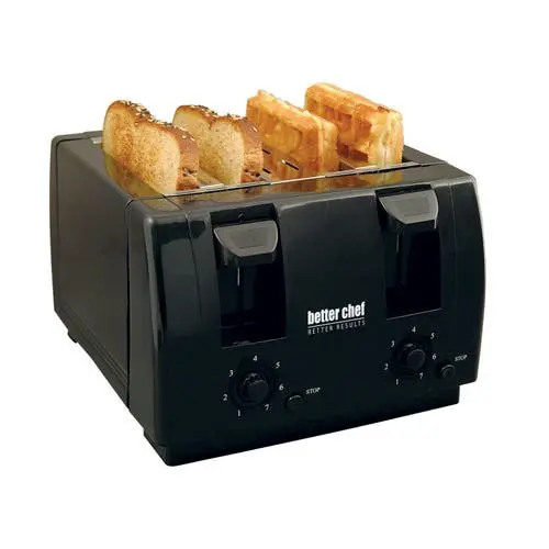 BETTER CHEF 4 Slice Wide Slot Dual Control Toaster - Black