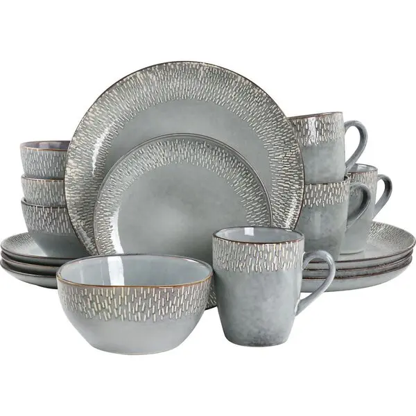 MERITAGE 16 Piece Reactive Glaze Stoneware Dinnerware Set