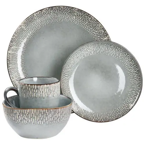 MERITAGE 16 Piece Reactive Glaze Stoneware Dinnerware Set